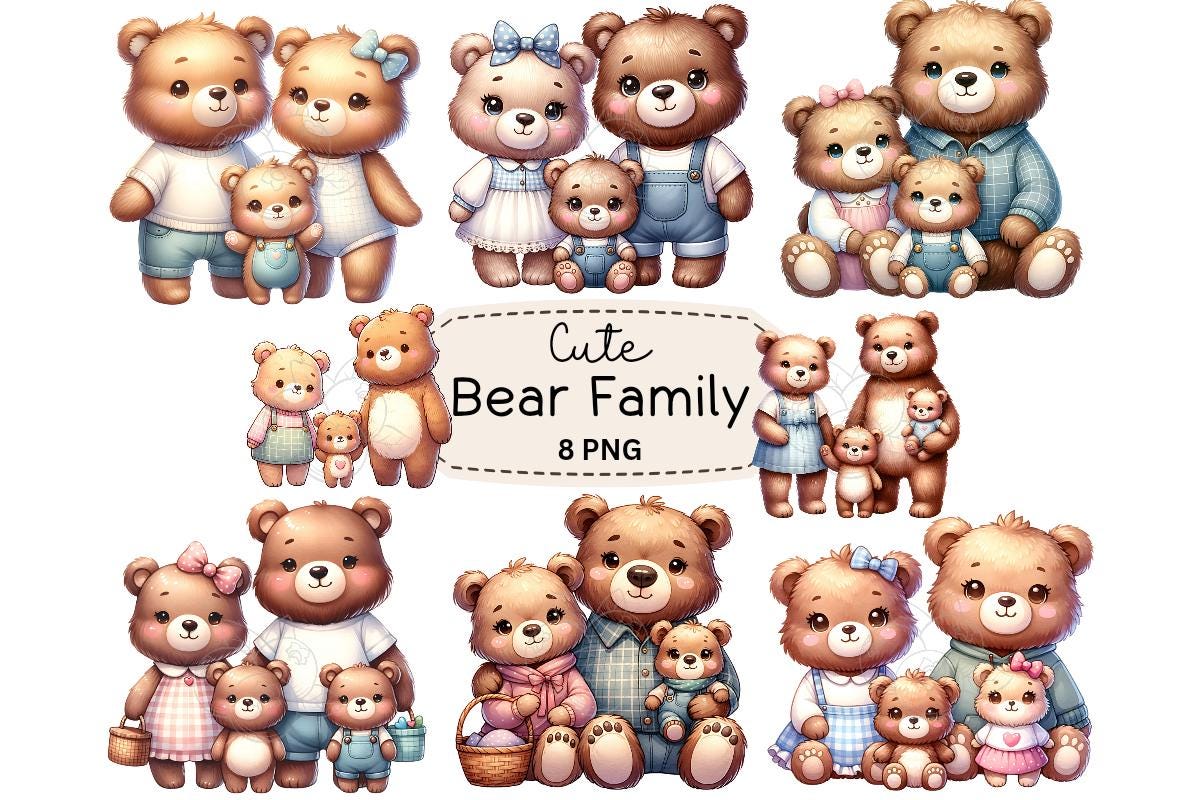 Bear Family PNG, Bear Family Clipart, Cute Bear Clipart, Family ...