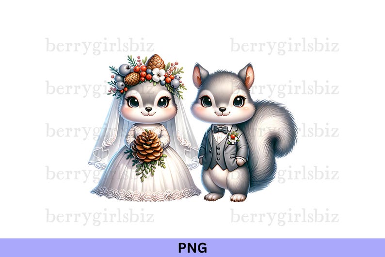 Squirrel PNG, Squirrel Bride and Groom, Wedding, Bridal, Animal Couple ...