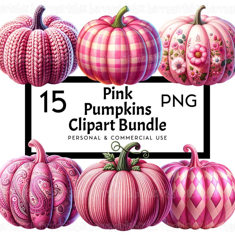 Pink Pumpkin Clipart - Etsy