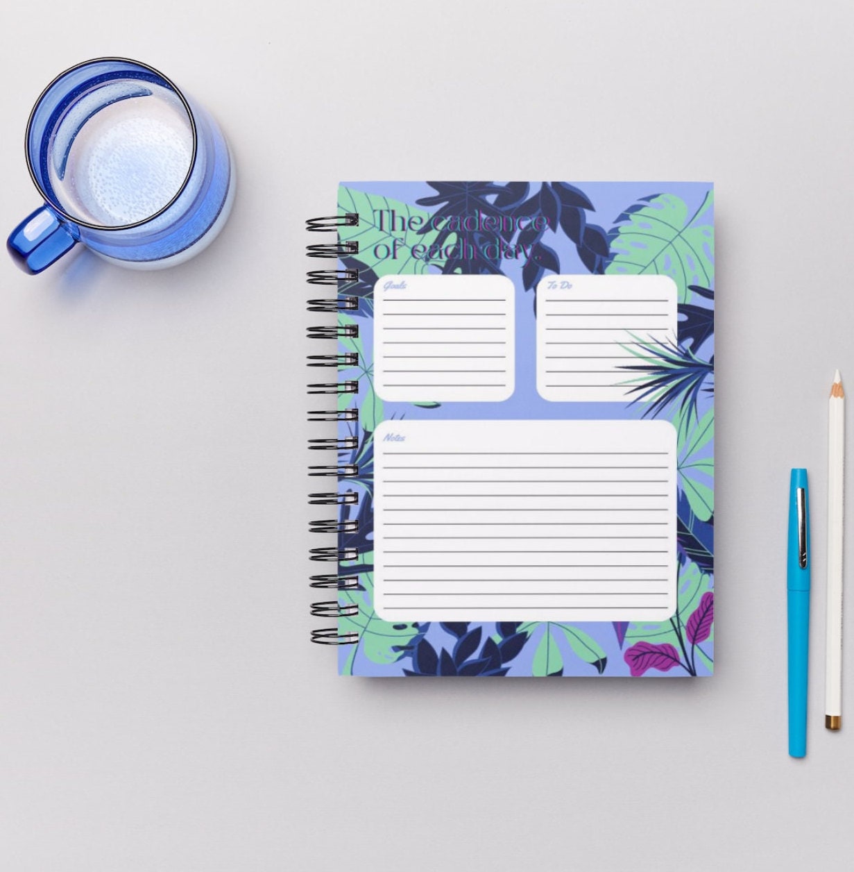 Tropical Palm Leaves Gratitude, Calendar, Goals, Habit Bullet Journal 8 ...