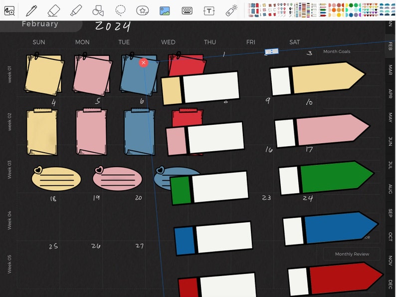 300 Notetaking Digital Stickers: Notes, Diagrams, Shapes, Different ...