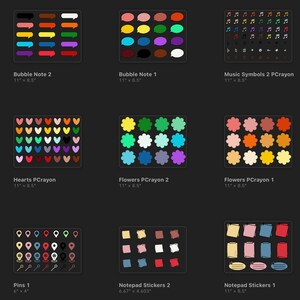 300 Notetaking Digital Stickers: Notes, Diagrams, Shapes, Different ...