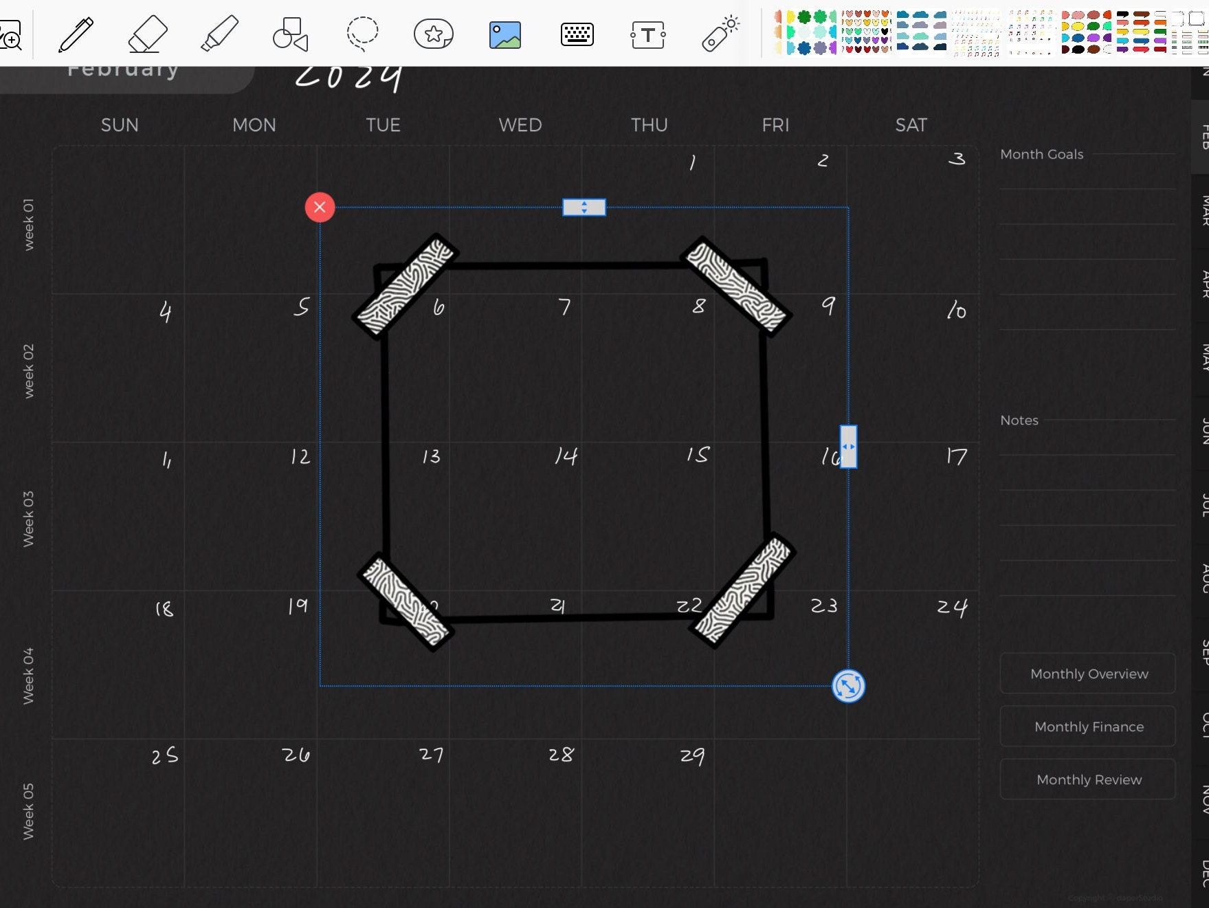 300 Notetaking Digital Stickers: Notes, Diagrams, Shapes, Different ...