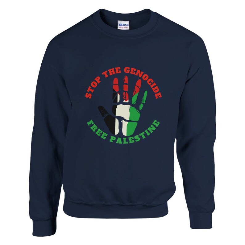 Stop the Genocide Free Palestine With Hand Image Classic Unisex ...