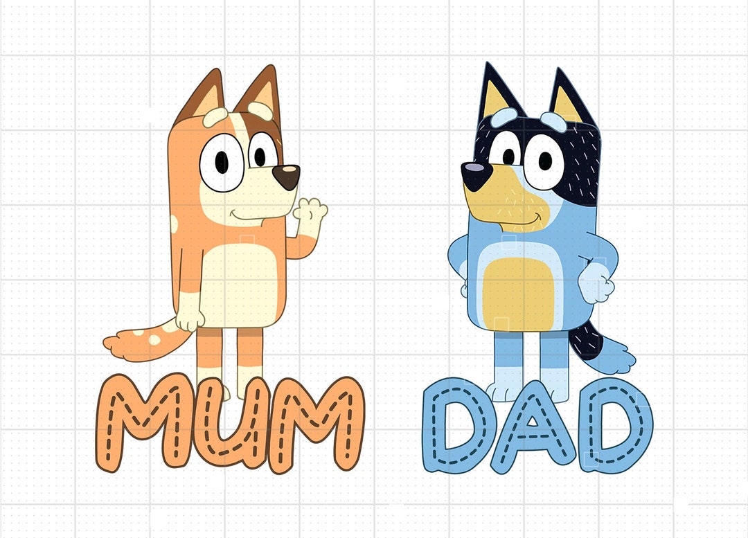 Bluey and Bingo Dancing Png, Bluey Family Bundle PNG, Cool Moms Dads ...