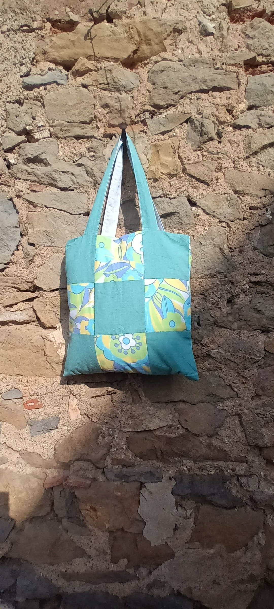 AGATHE Tote Bag - BLOSSOM Collection - "blue 70's Flowers" - Etsy