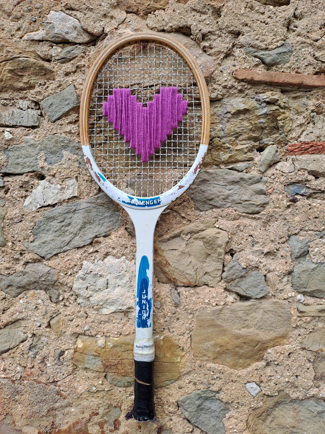 Slazenger Vintage Wooden Tennis Racket Embroidered purple Heart - Etsy