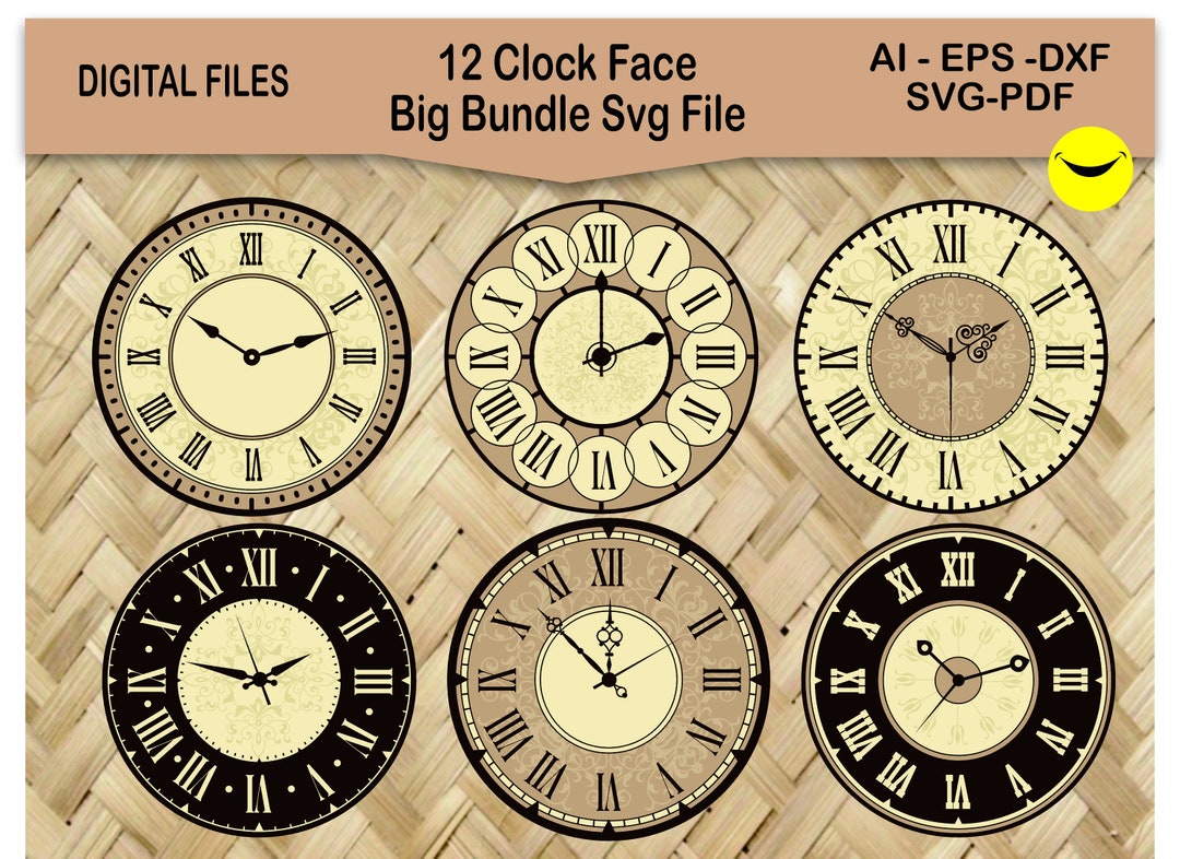 12 Clock Face Big Bundle Svg File - Etsy