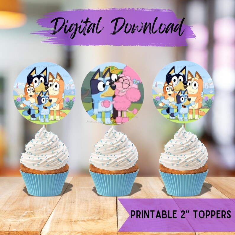 Printable Bluey Inspired Toppers-edible Images for Oreos or Cupcake ...