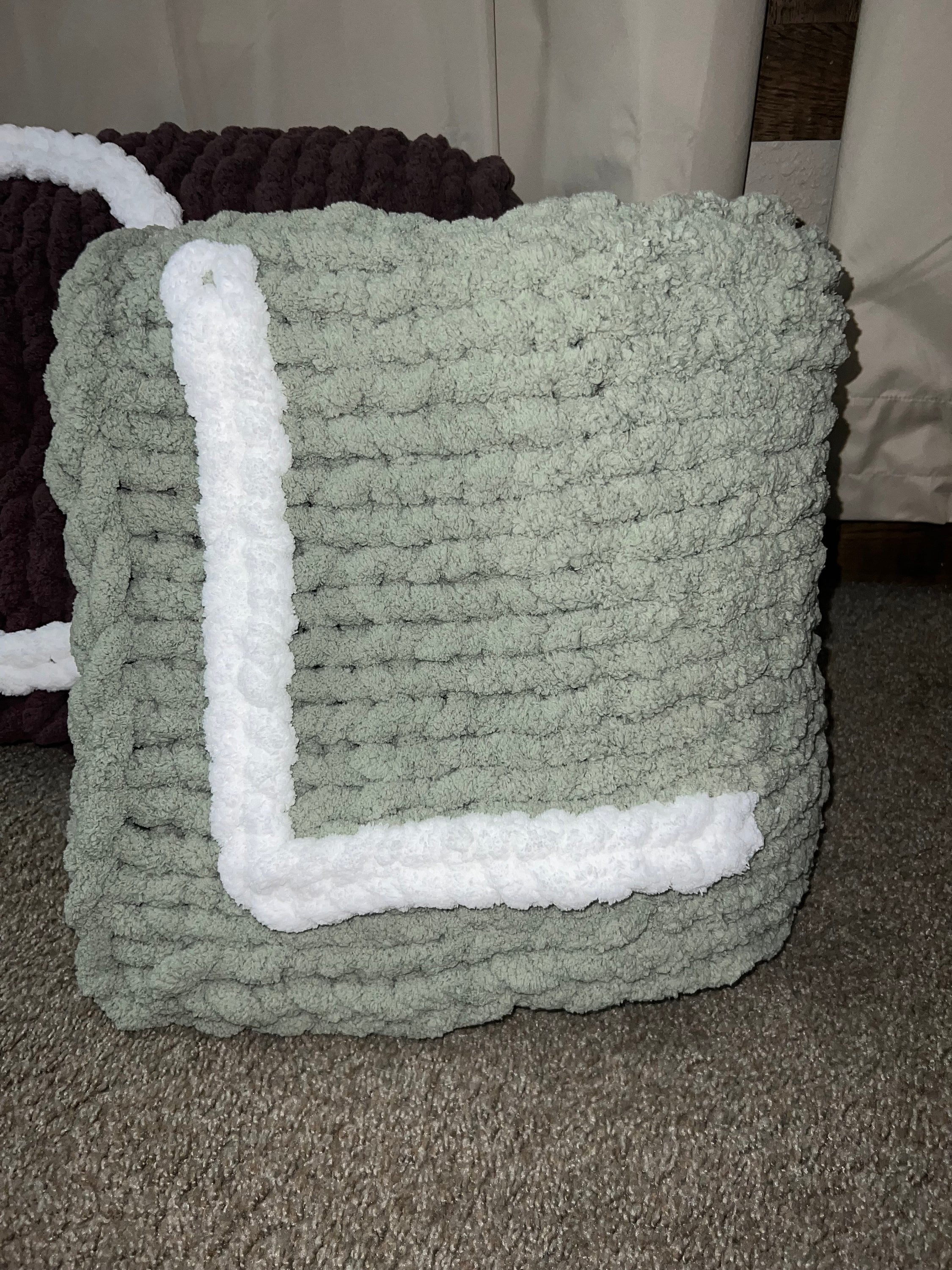 Handmade Chunky Knit Blankets, 100% Polyester, With or Without Initials ...
