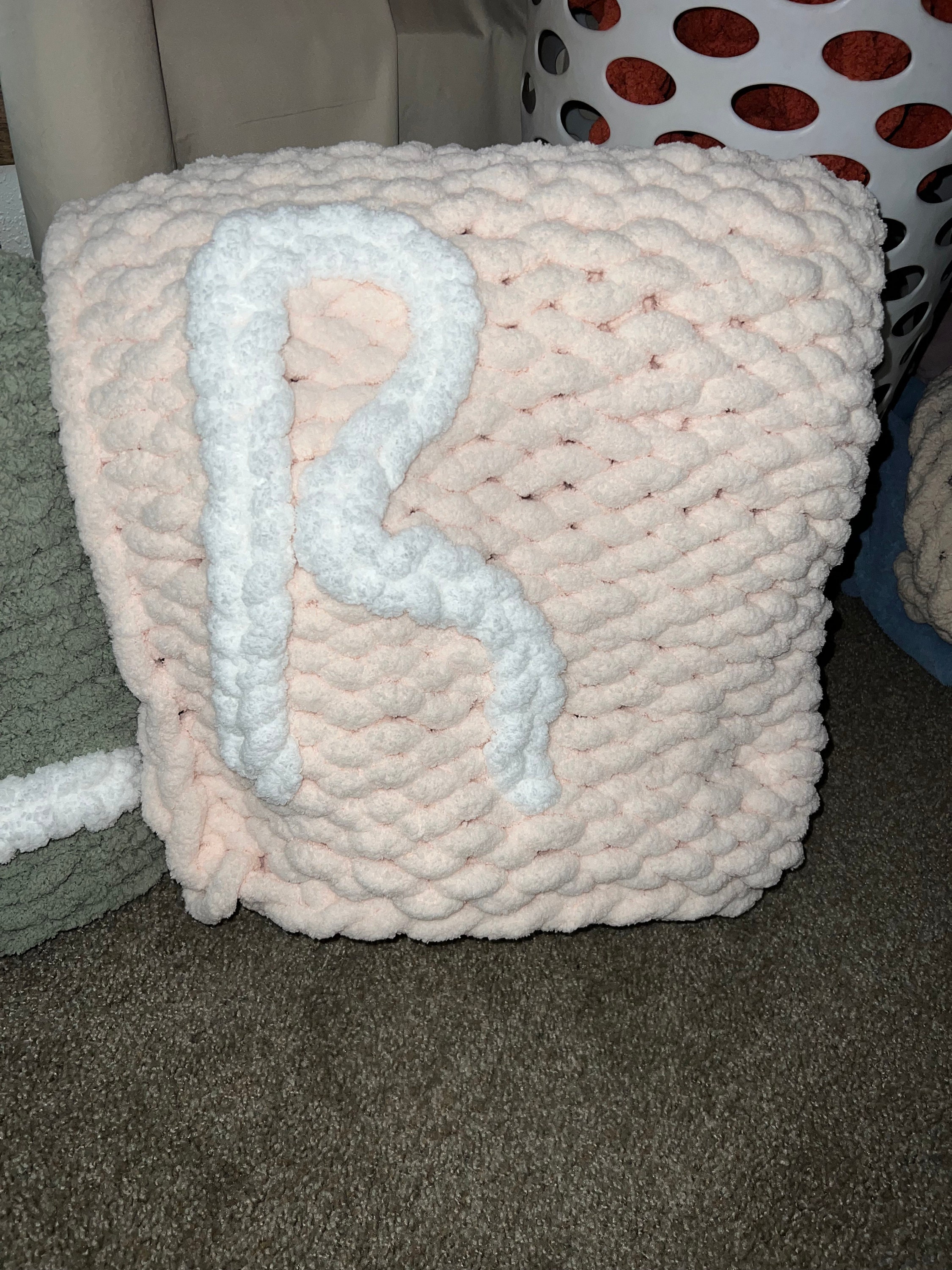 Handmade Chunky Knit Blankets, 100% Polyester, With or Without Initials ...