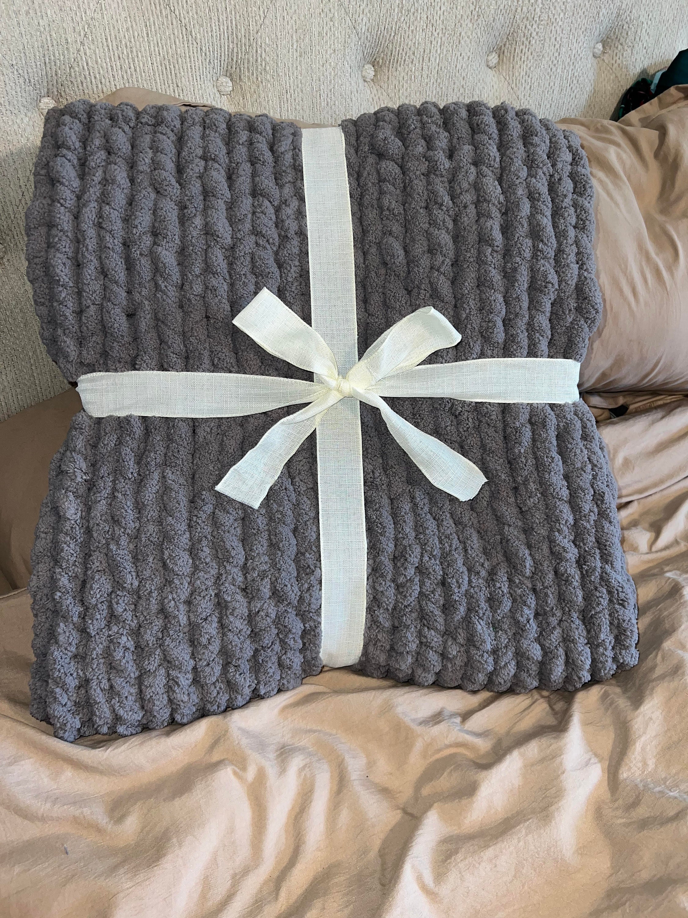 Handmade Chunky Knit Blankets, 100% Polyester, With or Without Initials ...