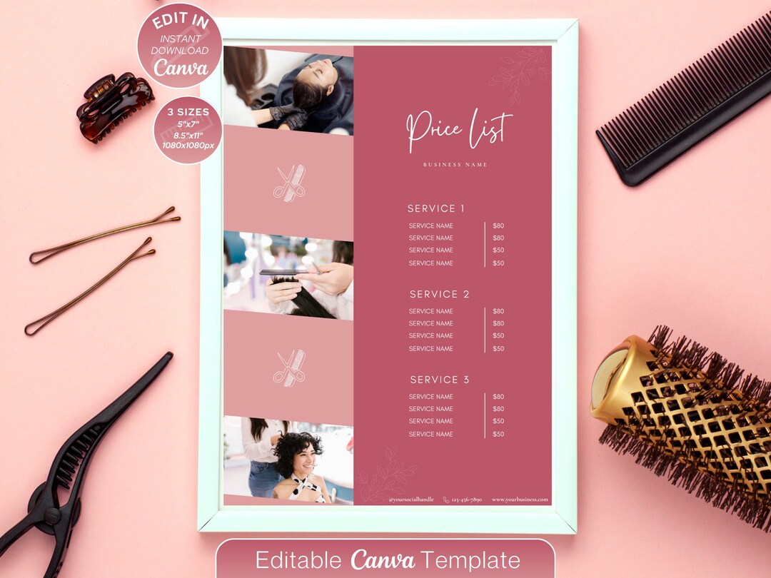 Editable Price List Template, Price List Flyer, Hair Price List ...