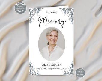 Editable Funeral Program Canva Template, Obituary Template, Funeral ...