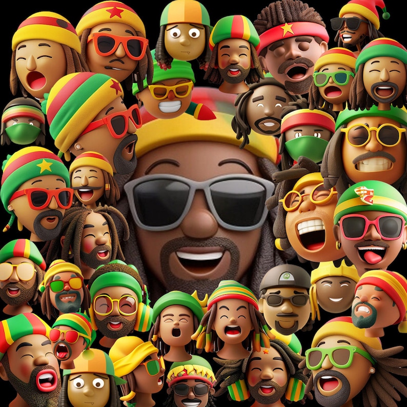 264 3D Reggae Rasta Emoji Clipart Commercial & Private Use. Instant ...