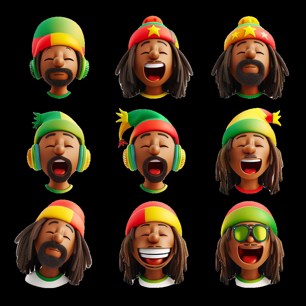 264 3D Reggae Rasta Emoji Clipart Commercial & Private Use. Instant ...