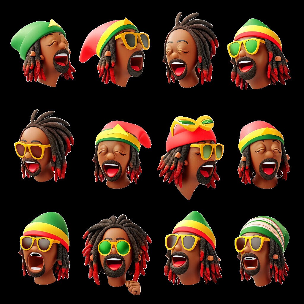 264 3D Reggae Rasta Emoji Clipart Commercial & Private Use. Instant ...
