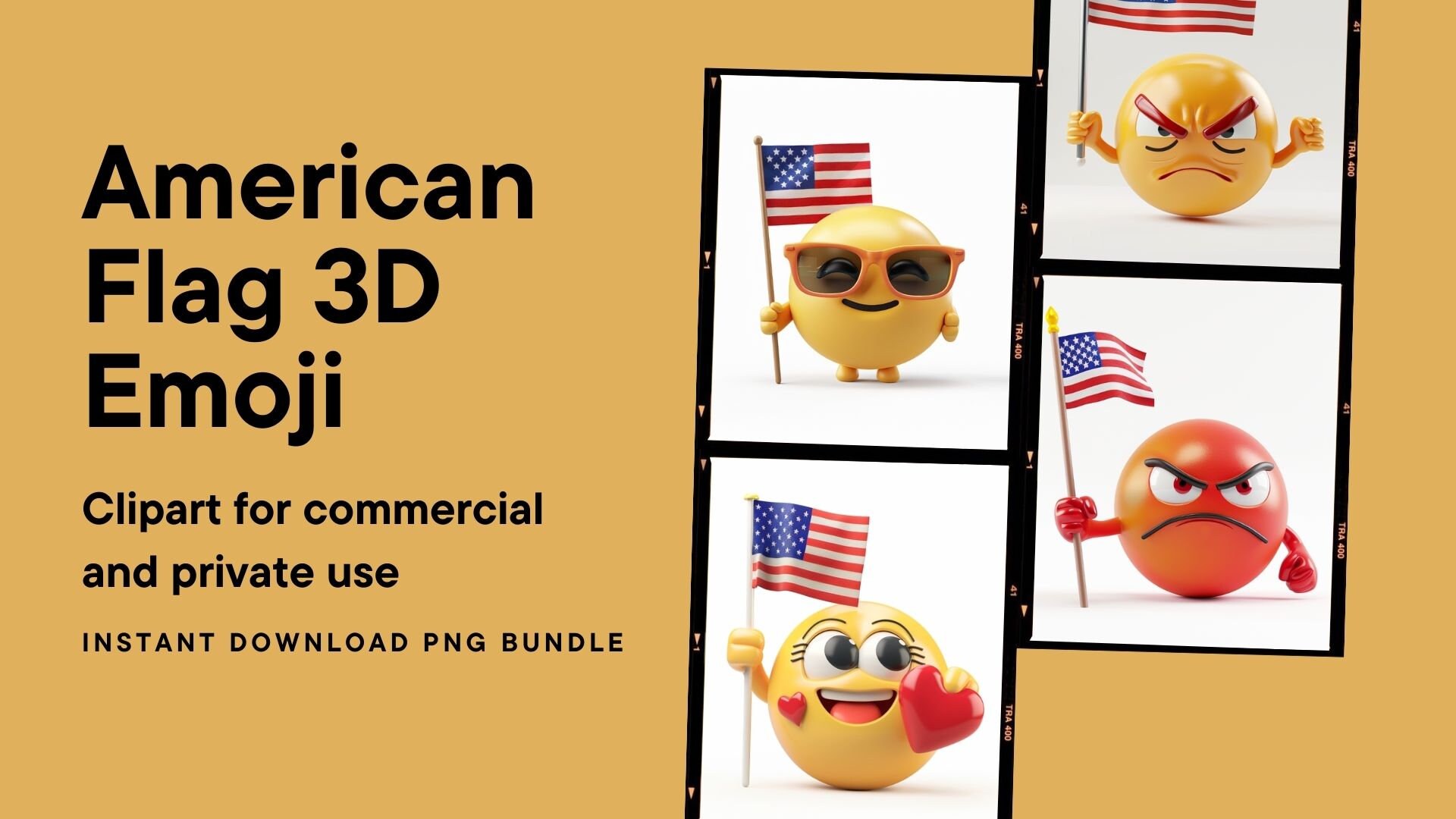 35 American Flag 3D Emoji Clipart for Commercial and Private Use ...