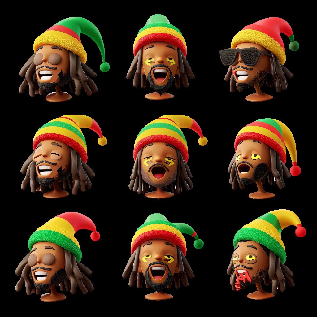 264 3D Reggae Rasta Emoji Clipart Commercial & Private Use. Instant ...