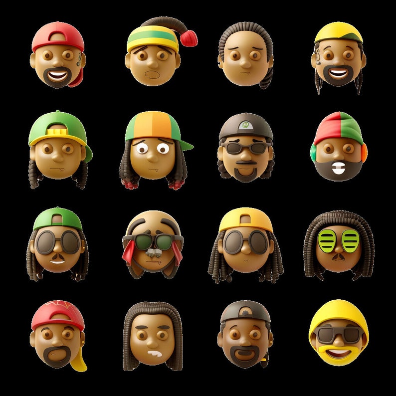 264 - 3D Reggae Rasta Emoji Clipart Commercial & Private Use. Instant ...