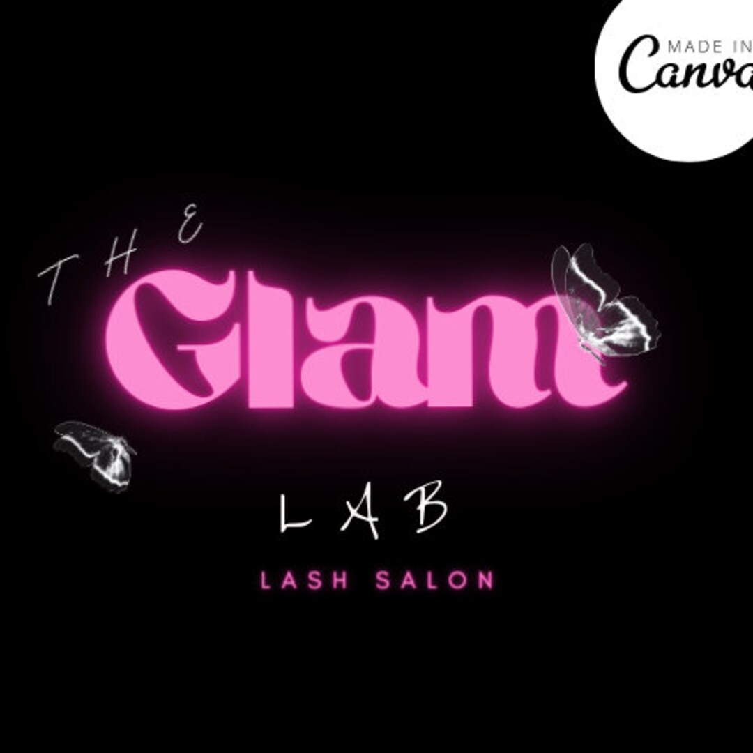 DIY Lash Glam Logo Design in Canva, Pink Neon Small Business Logo ...