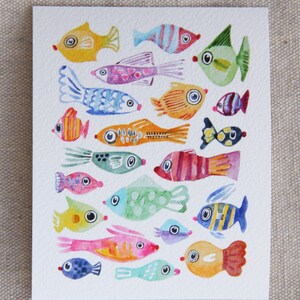 Fish Watercolor Paintings, Fish Nursery Wall Art, Home Decor Gift ...