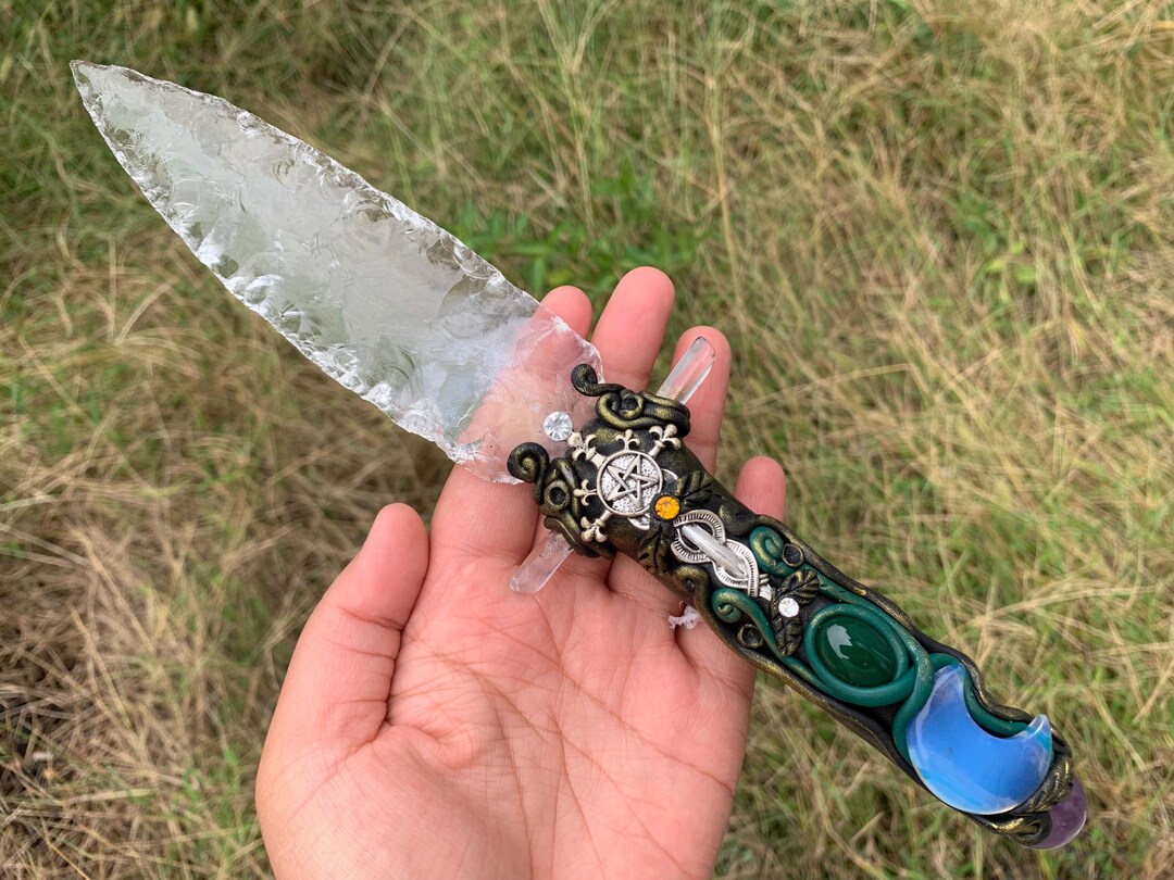 9.8hand Carved Knife Crystal Diy Knife Home Decoration Synthetic Clear ...