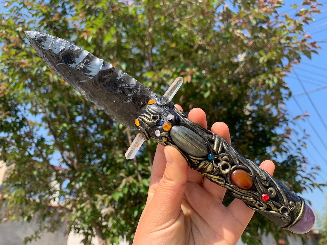 9obsidian Dagger Crystal Hand Carved Diy Knife Home Decoration Natural ...