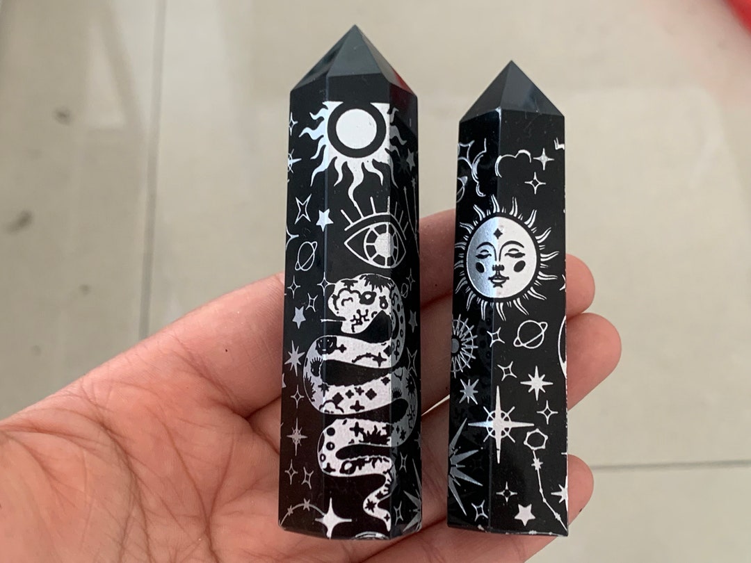 Natural Obsidian Seven Chakras Obelisk,crystal Quartz Pillar,crystal ...
