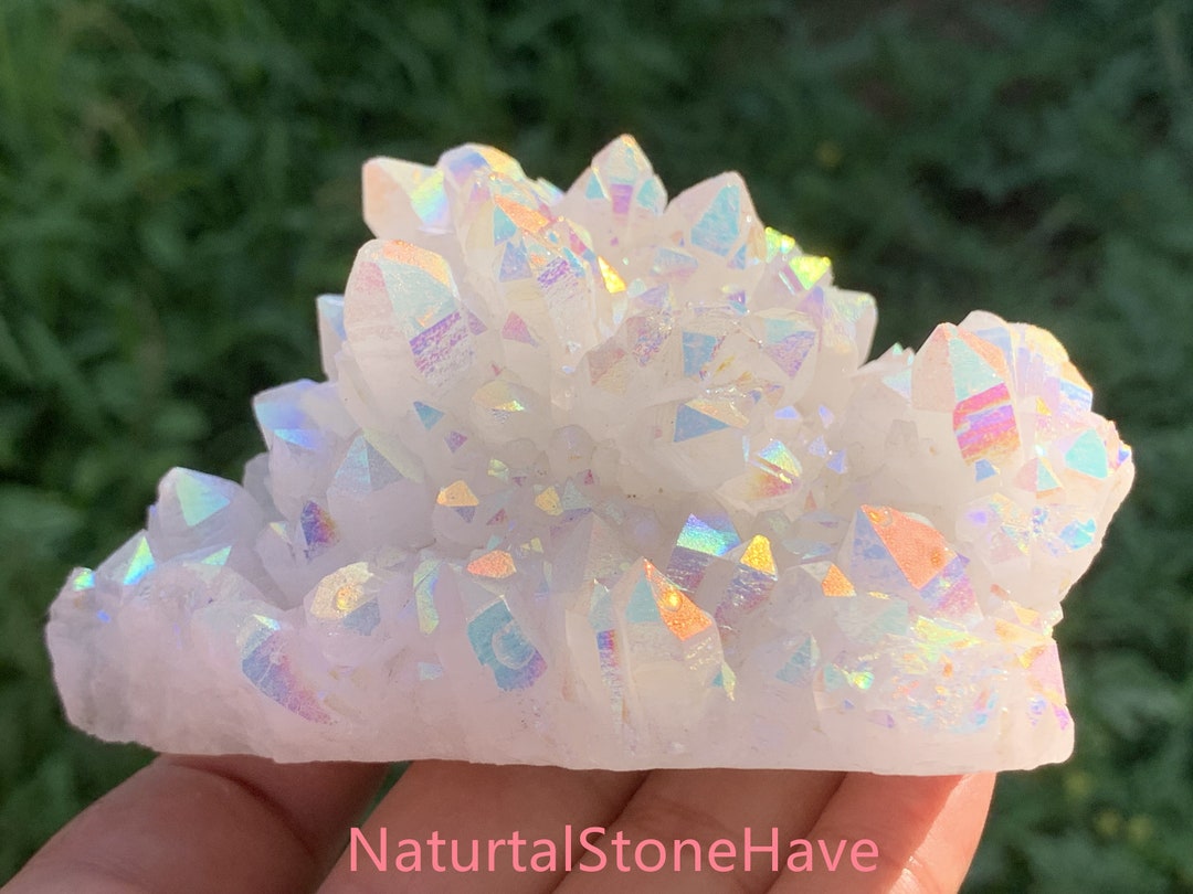 White Quartz Cluster Crystal Blue Quartz Point VUG Mineral Specimen ...
