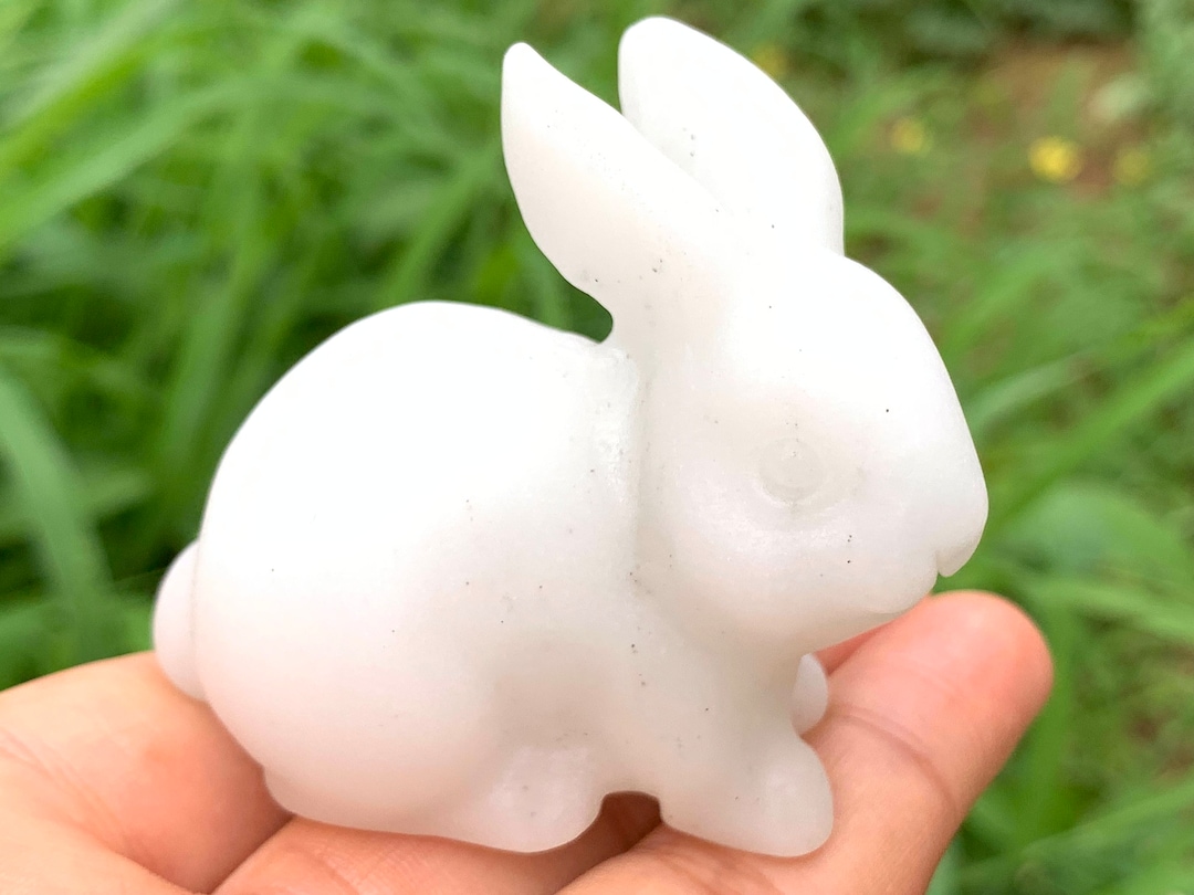 2.4 Natural White Jade Rabbit Skull, Crystal Rabbit, Crystal Hand ...