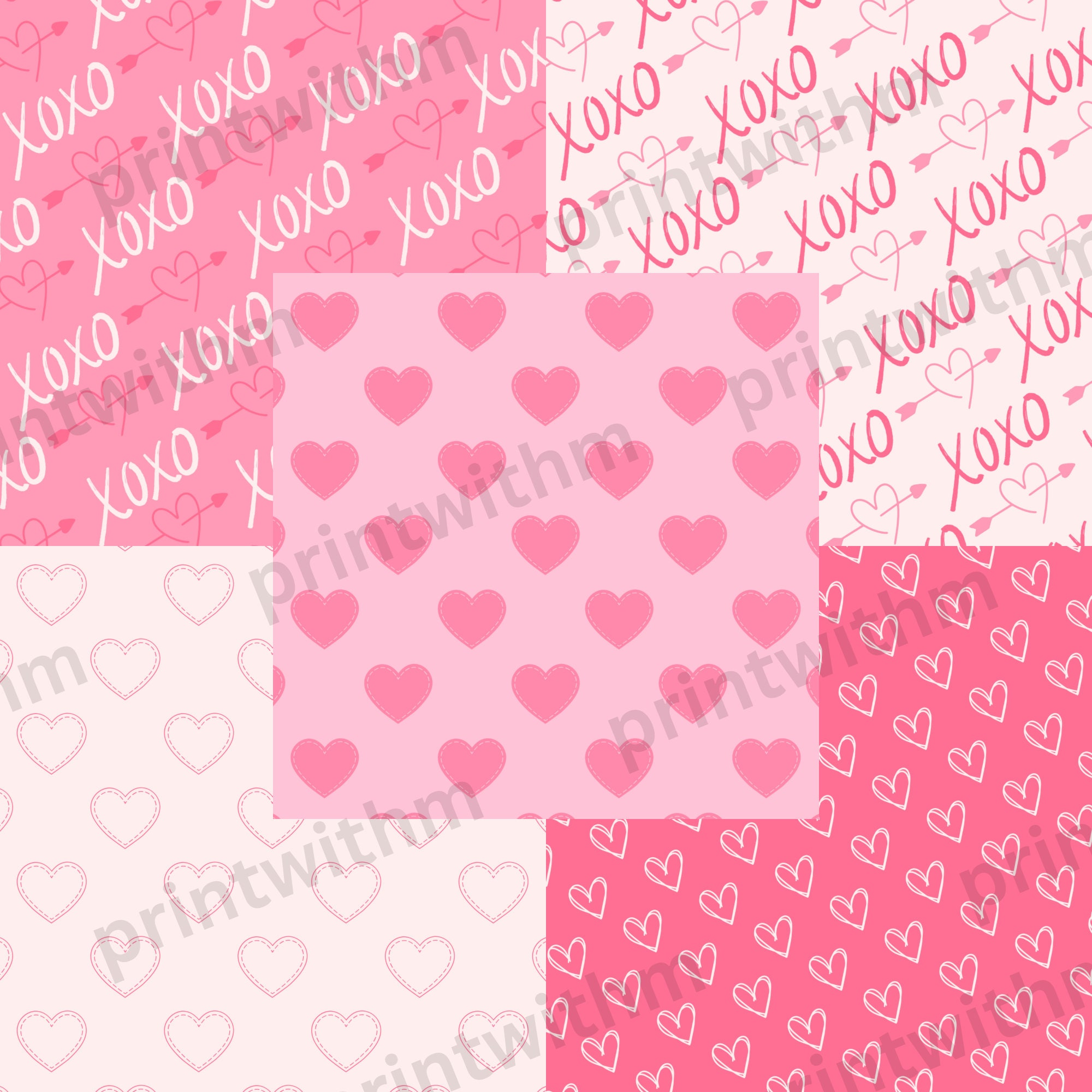 Valentines Day Digital Papers, Love Digital Paper Pack, Heart ...