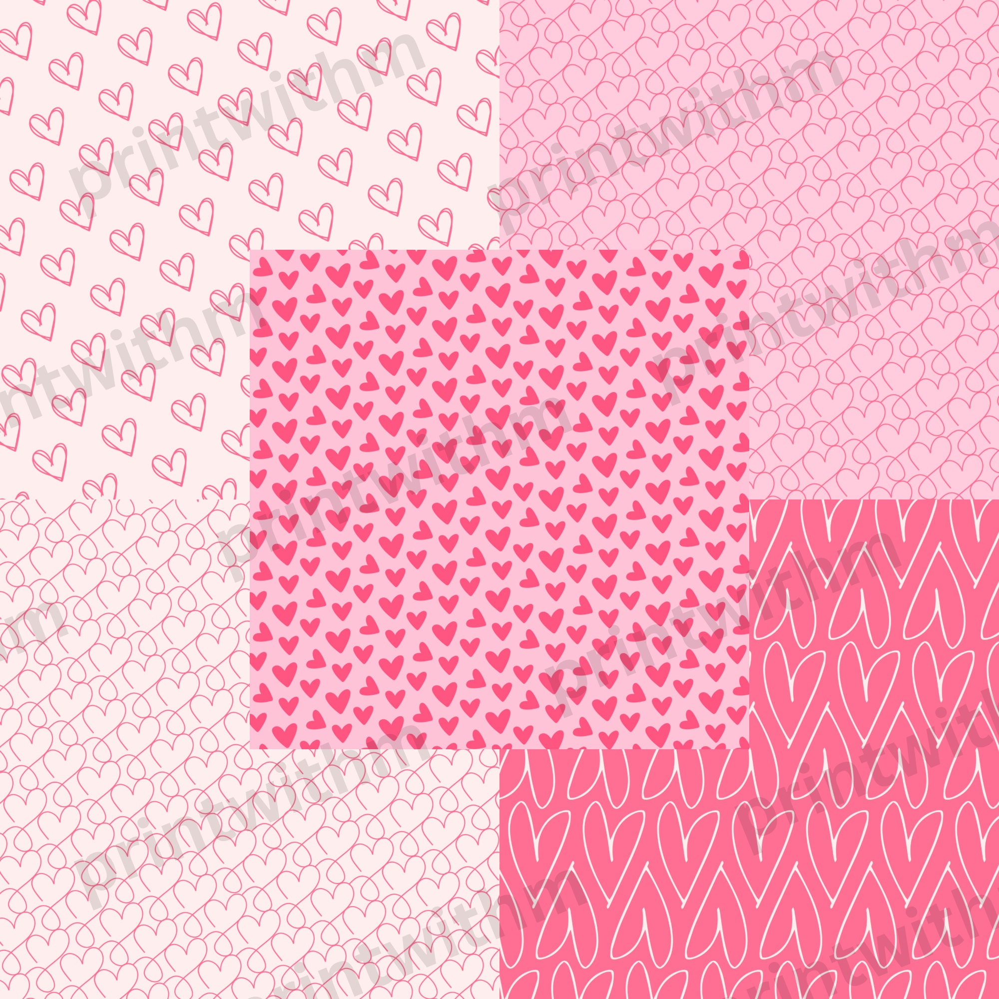 Valentines Day Digital Papers, Love Digital Paper Pack, Heart ...