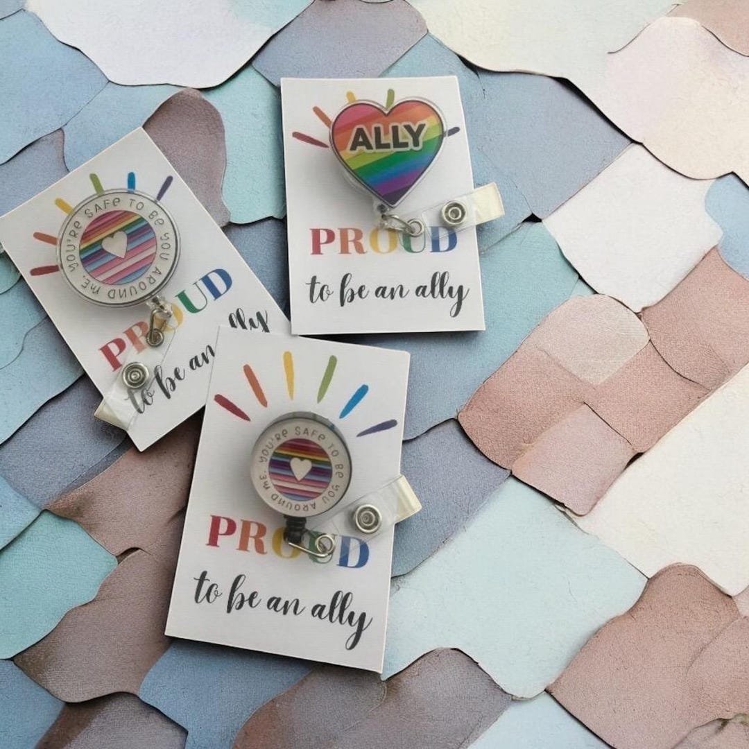 Ally Badge Holder Lanyard: LGBTQ+ Pride Retractable ID Card Clip - Etsy
