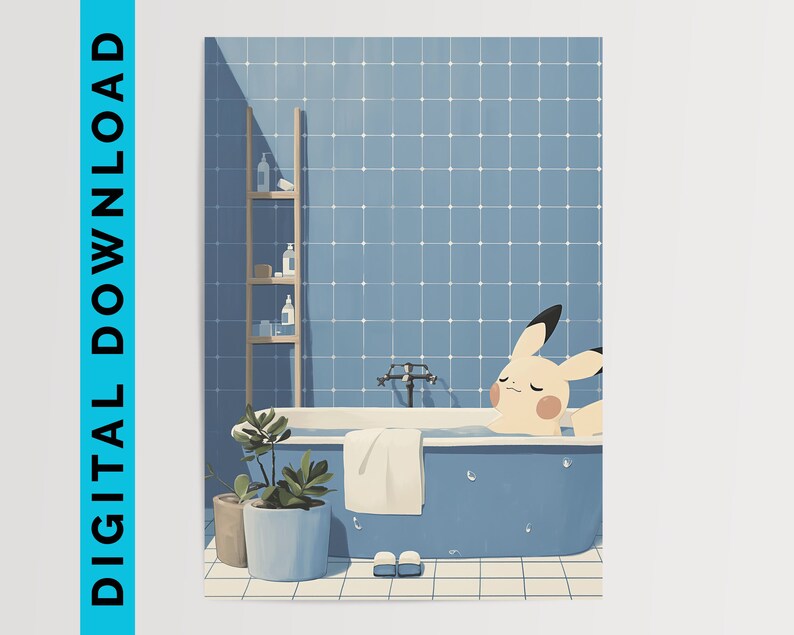 Pikachu #bathtub Series • Pokémon Style Art • Printable Wall Art ...