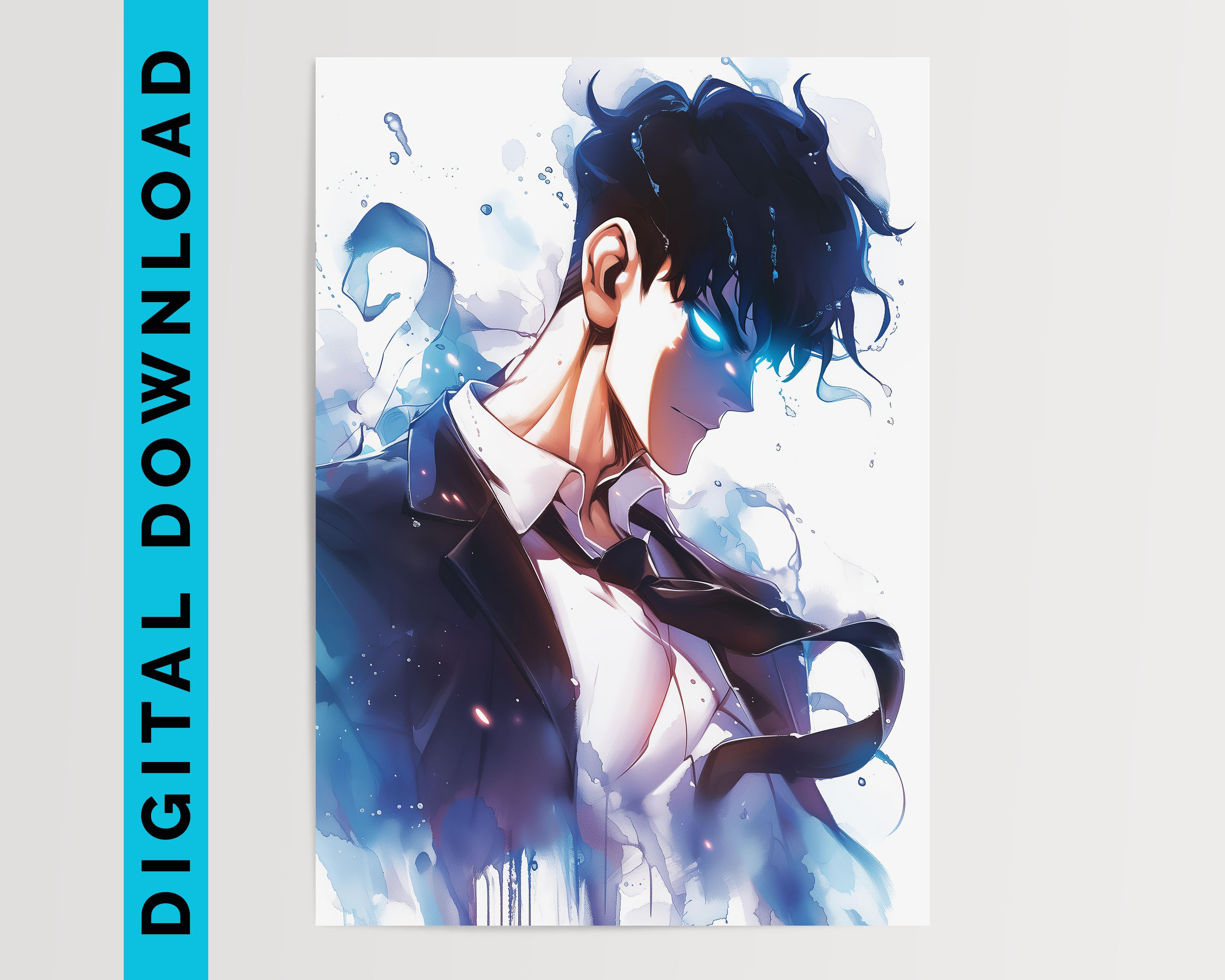 Sung Jin Woo, Solo Leveling Art Print | Printable Wall Art | Digital ...