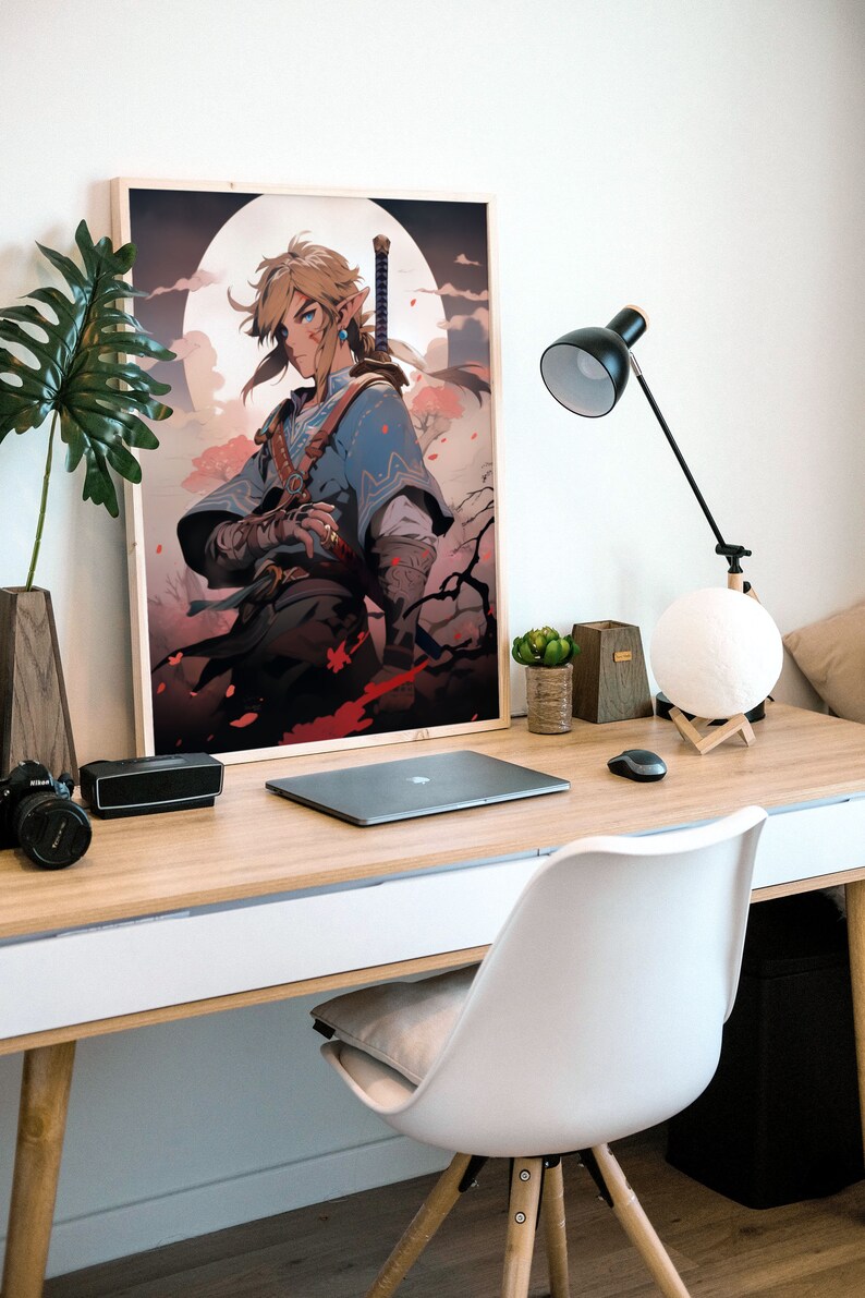 Link, the Legend of Zelda Japanese Tapestry Style Art Printable Wall ...