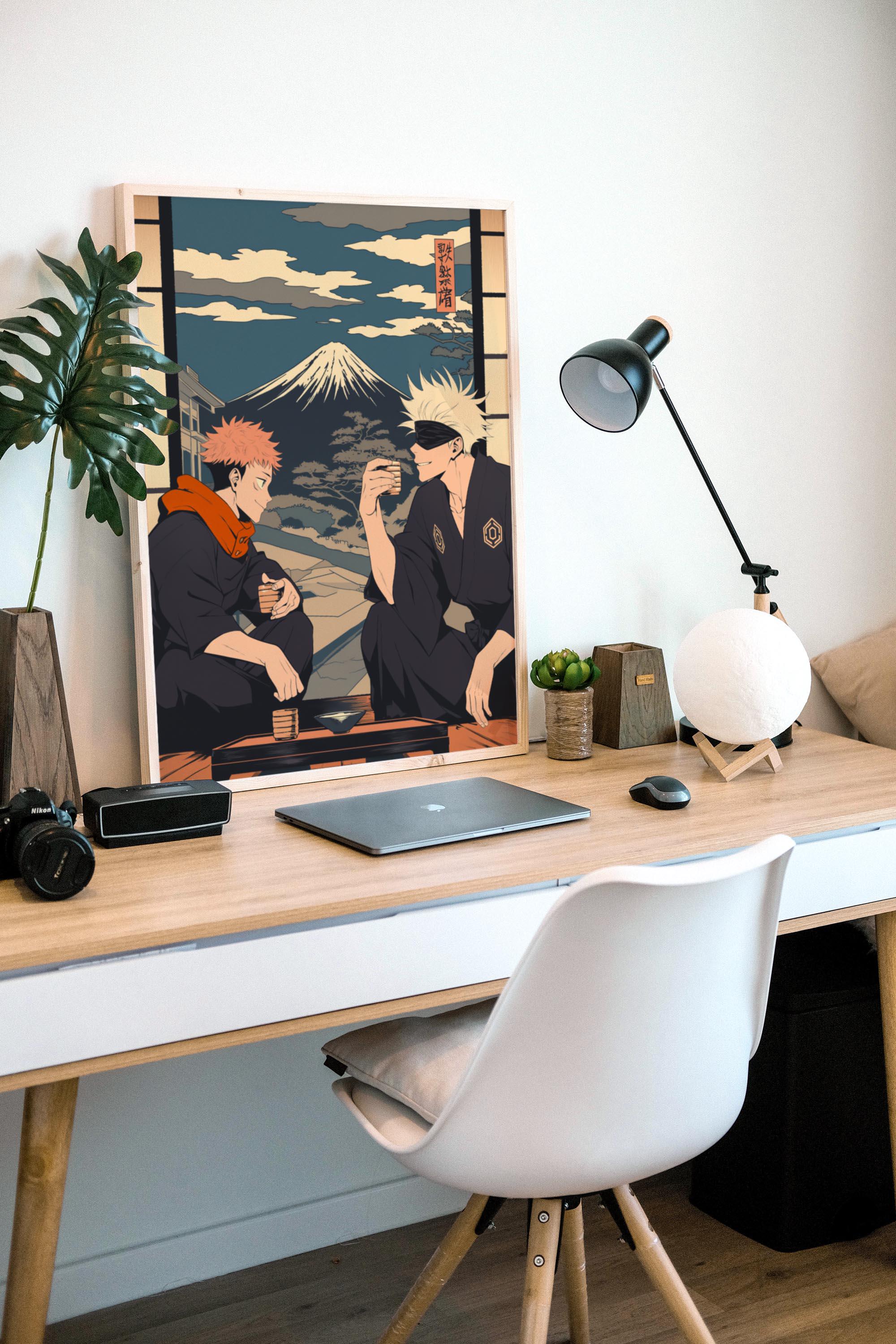 Yuji & Gojo Drinking Tea • Jujutsu Kaisen Style Art • Printable Wall ...