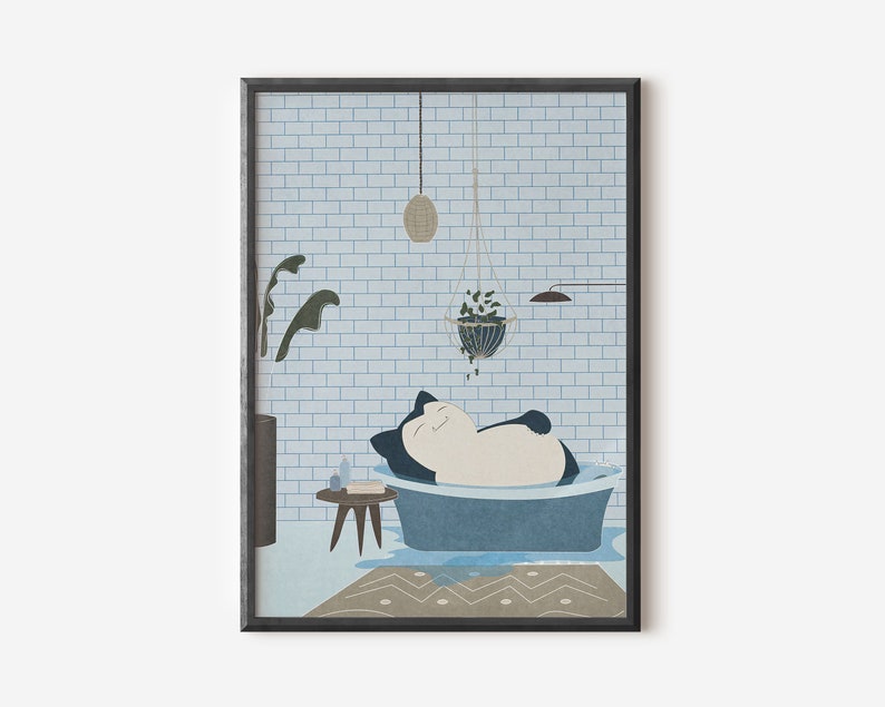 Snorlax #bathtub Series • Pokémon Style Art • Premium Poster • Anime ...