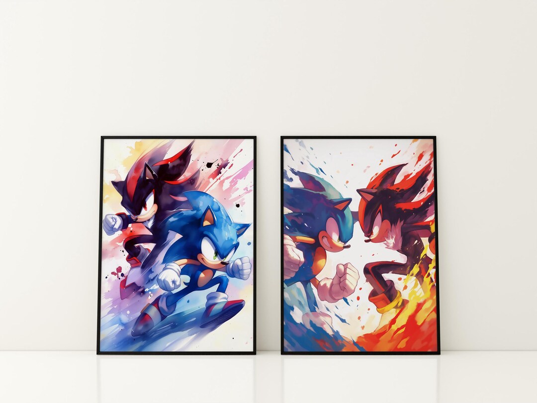 Sonic & Shadow Double Pack • Sonic Style Art • Printable Wall Art ...