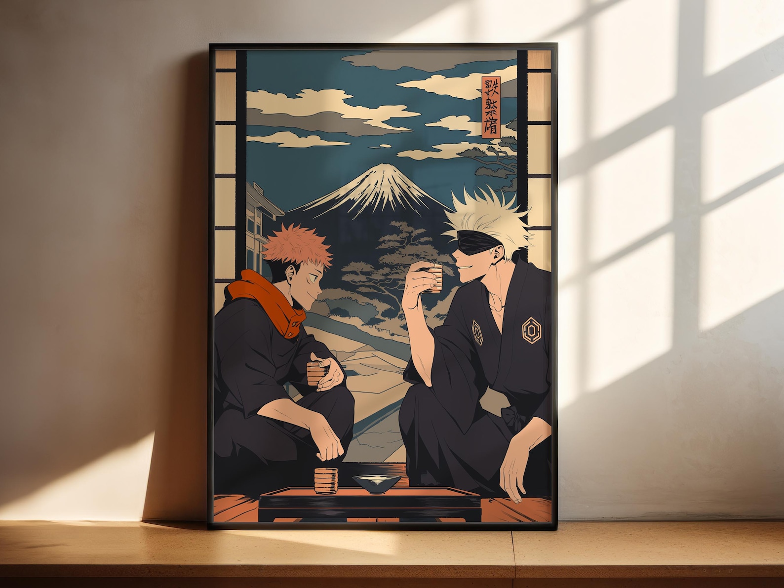 Yuji & Gojo Drinking Tea • Jujutsu Kaisen Style Art • Printable Wall ...