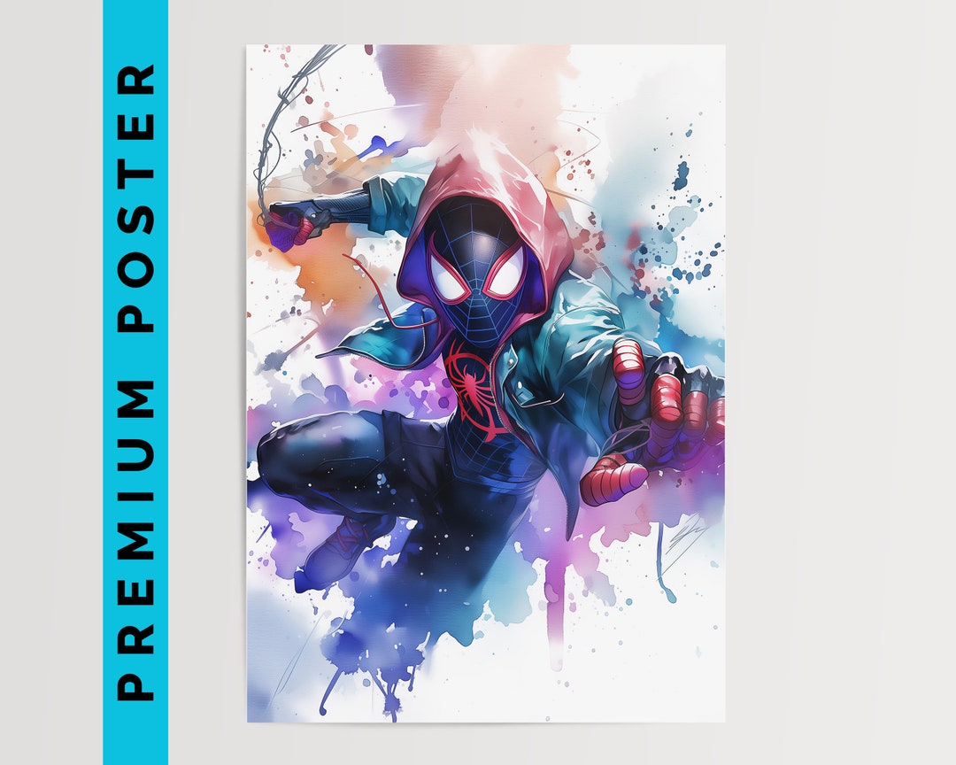 Spiderman, Miles Morales, Into the Spiderverse Watercolour Art Print ...