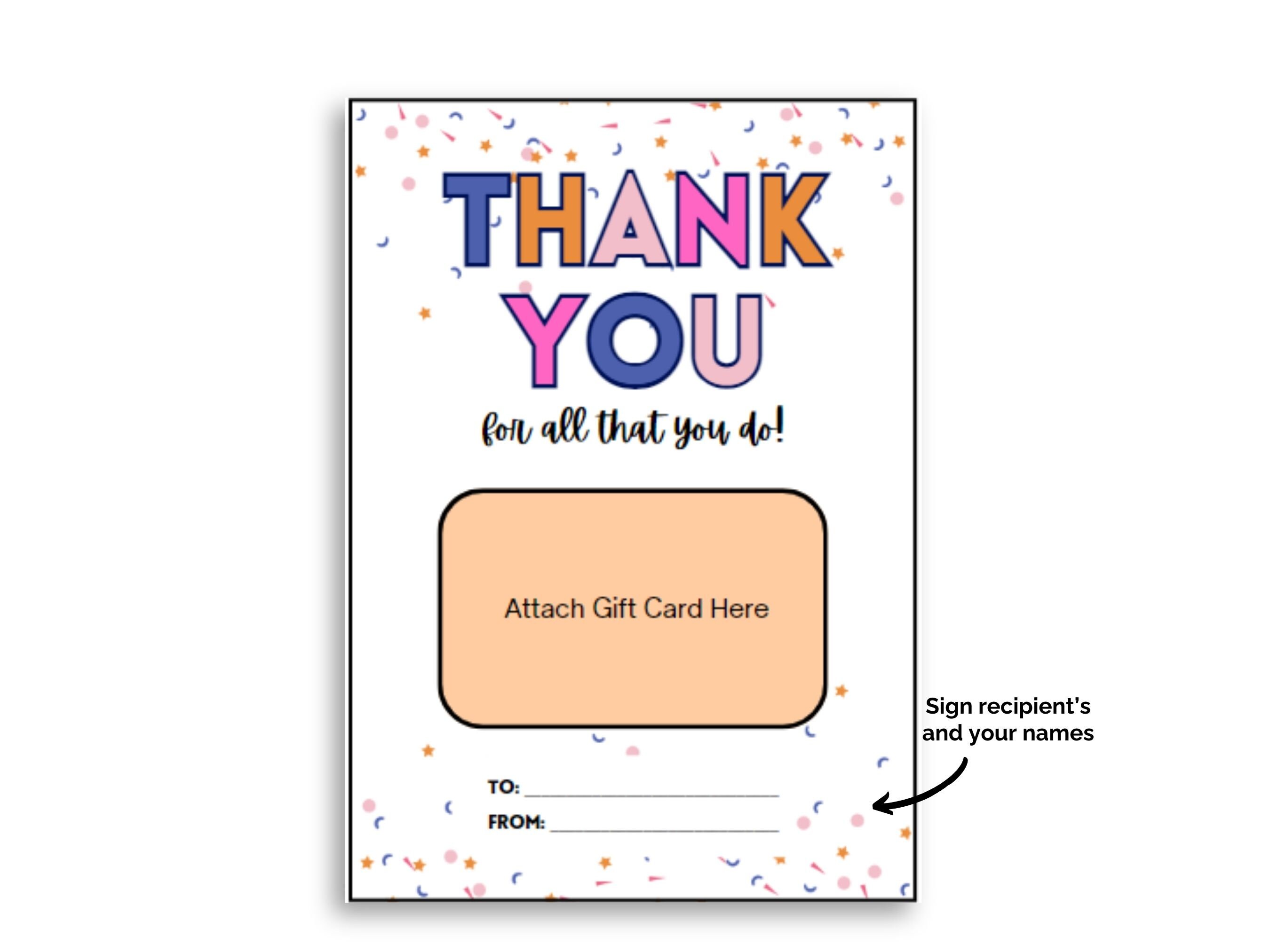 Thank You Gift Card Holder, Printable Gift, Appreciation Gift - Etsy