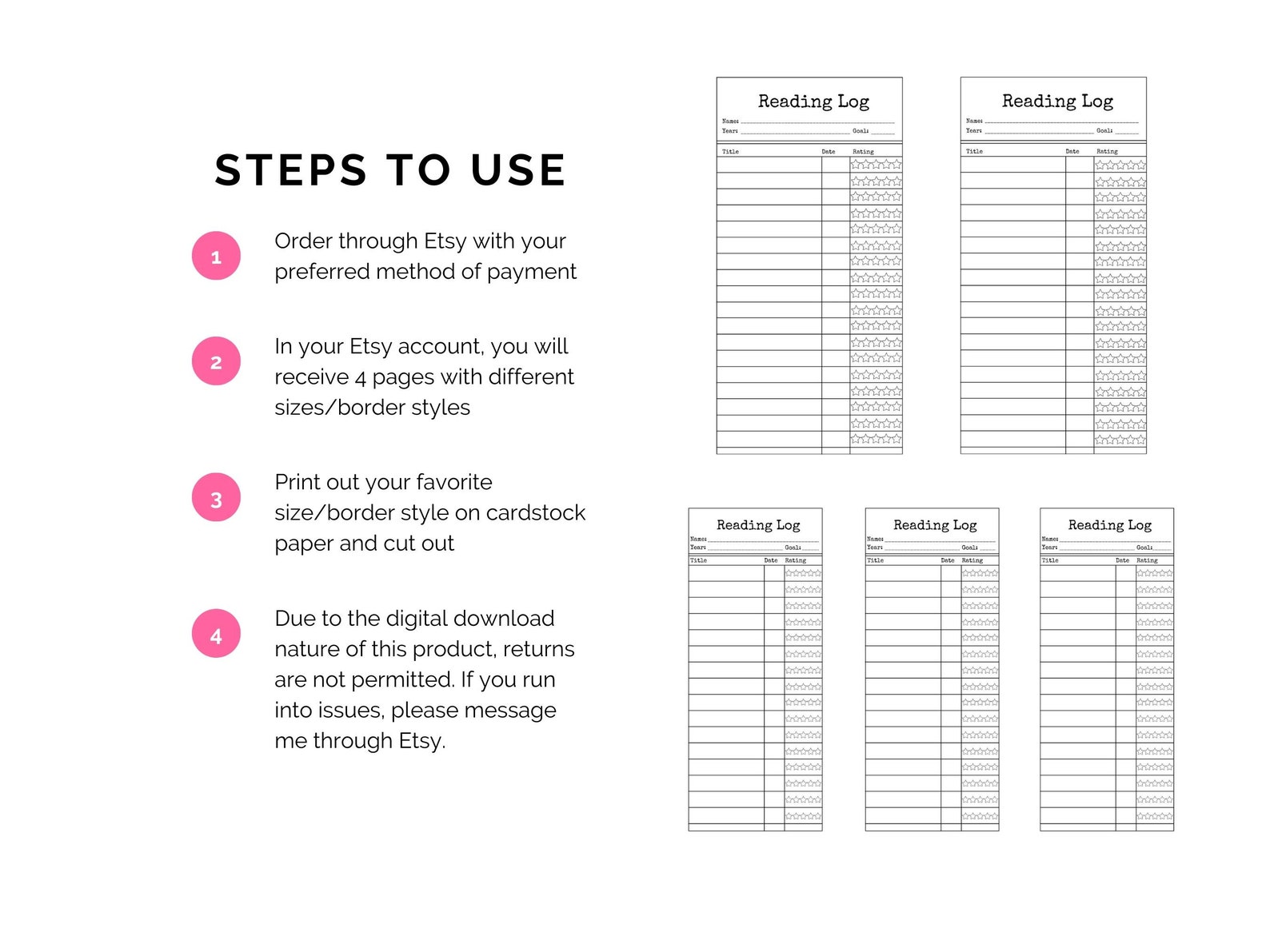 Printable Bookmark, Reading Log Bookmark, Book Tracker, Reading List ...