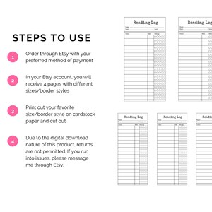 Printable Bookmark, Reading Log Bookmark, Book Tracker, Reading List ...