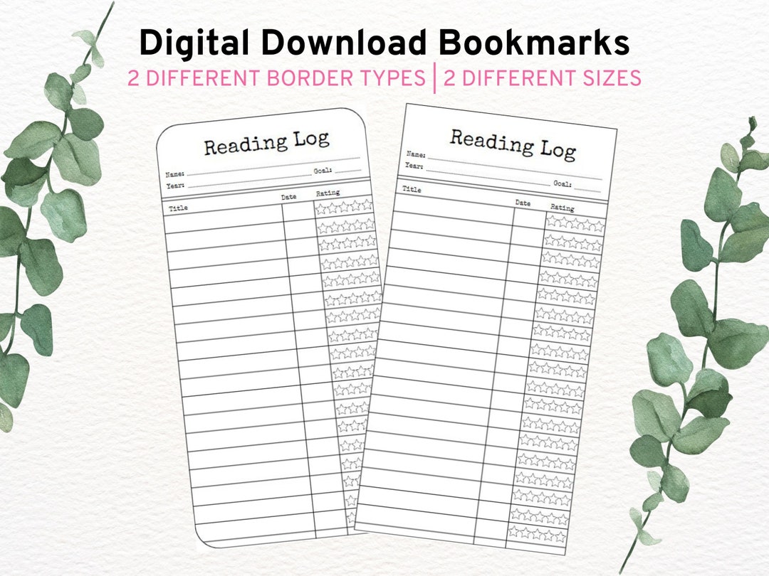 Printable Bookmark, Reading Log Bookmark, Book Tracker, Reading List ...