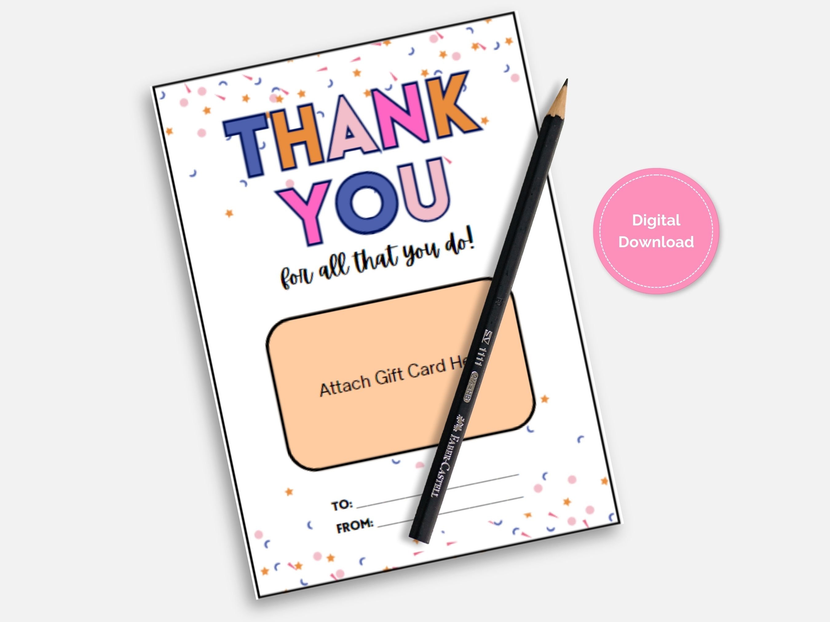 Thank You Gift Card Holder, Printable Gift, Appreciation Gift - Etsy