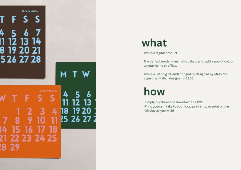 2024 Digital Stendig Calendar | Oversized Large Printable Calendar ...