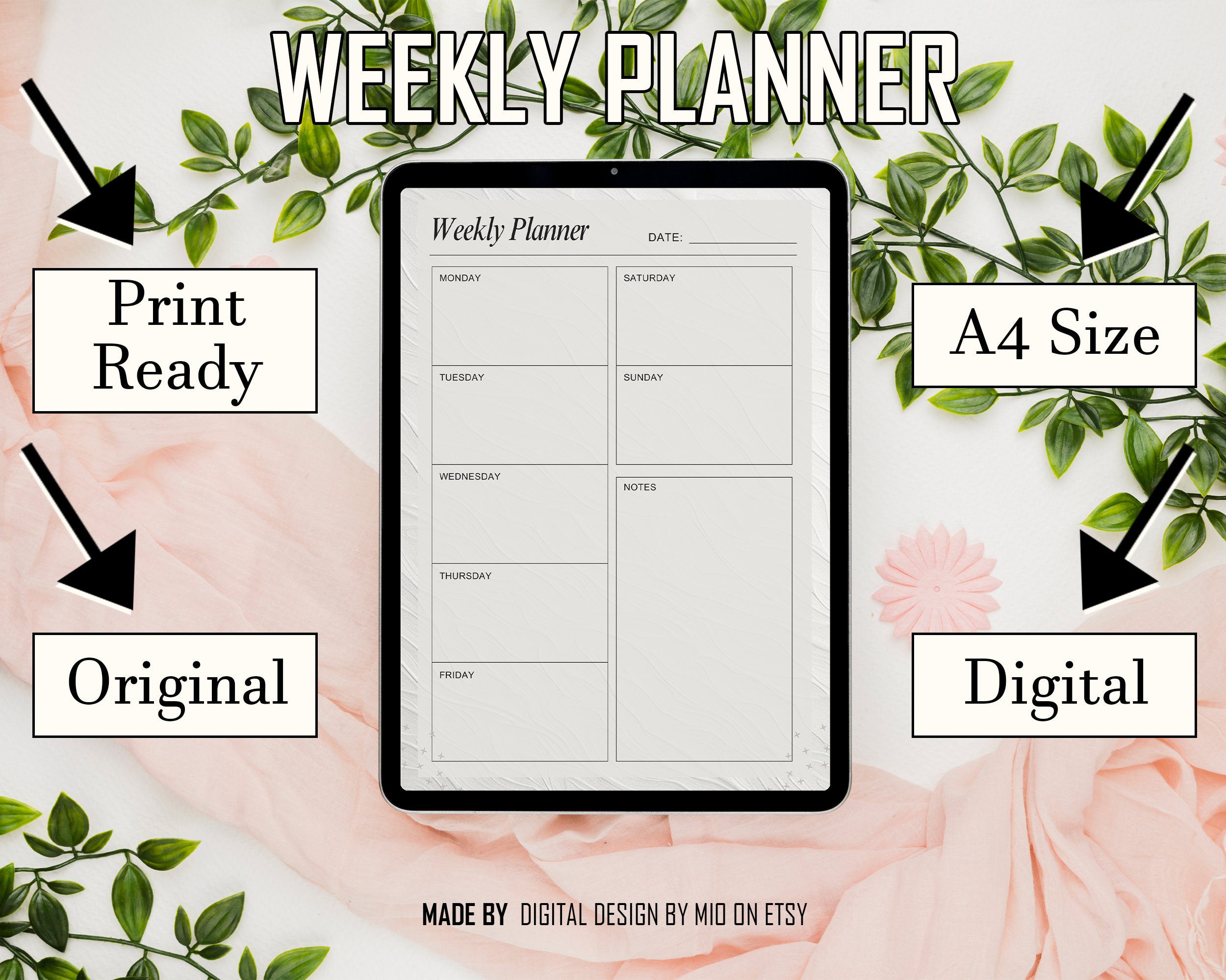 Weekly Planner Printable to Do List, Minimal Weekly Schedule, Week at a ...