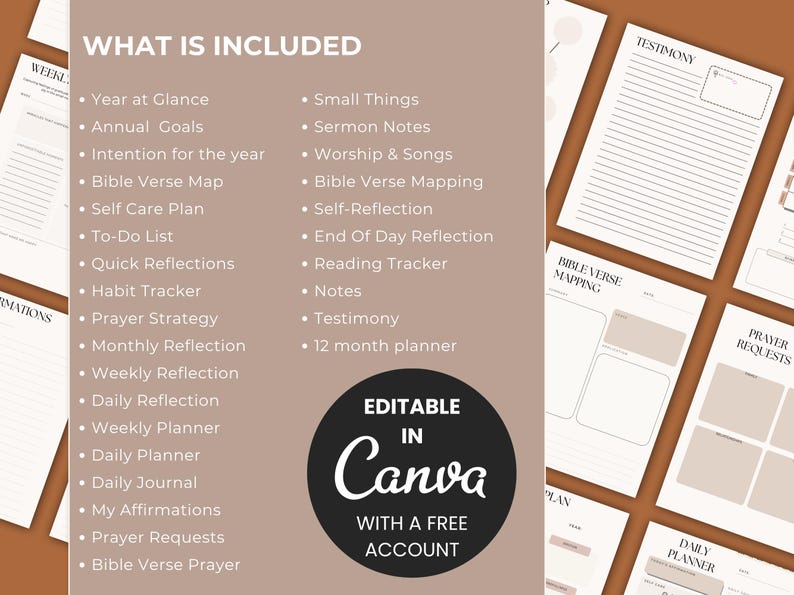 Faith Based Prayer Journal Printable: Bible Study Planner Canva ...